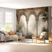 Roman Column Mural Wallpaper, Exotic Plants Wall Art Living Room and ...