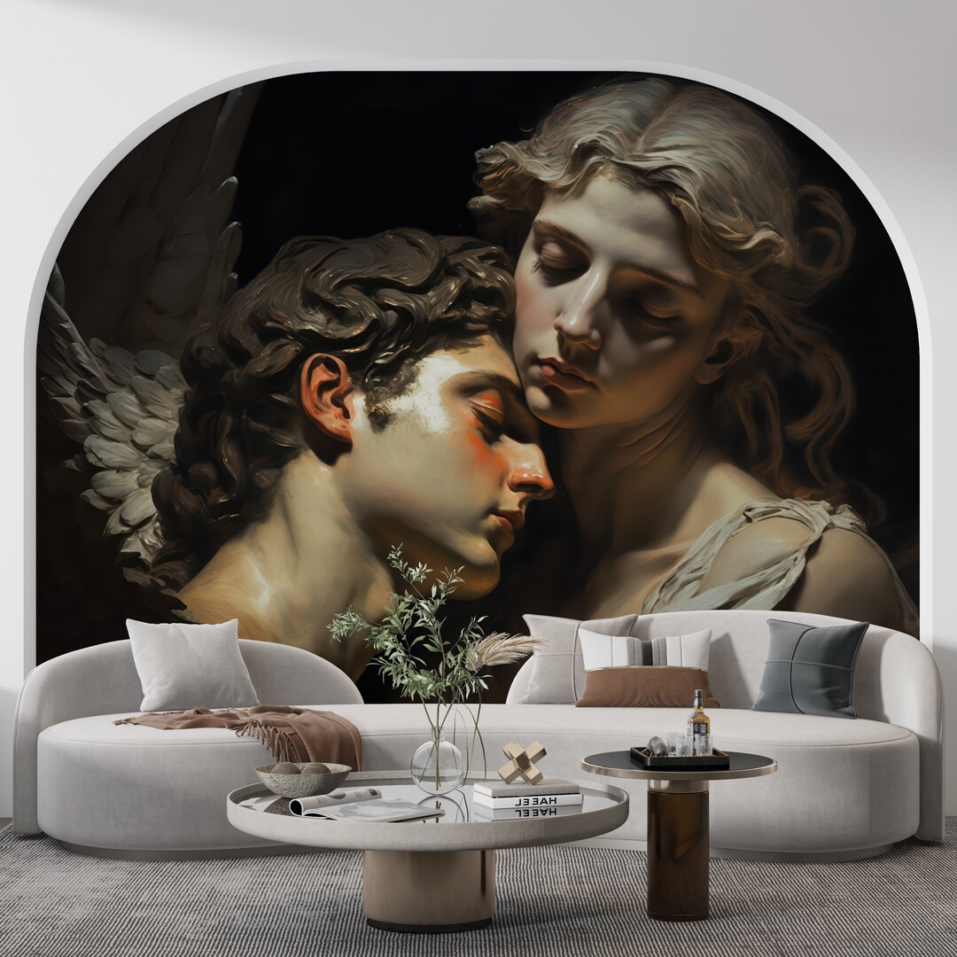 Roman Mythology Cupid and Lover Psyche Oil Paint Wallpaper for House ...