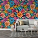 Mexican Folk Art Pattern Wallpaper, Vintage Colorful Abstract Flowers ...