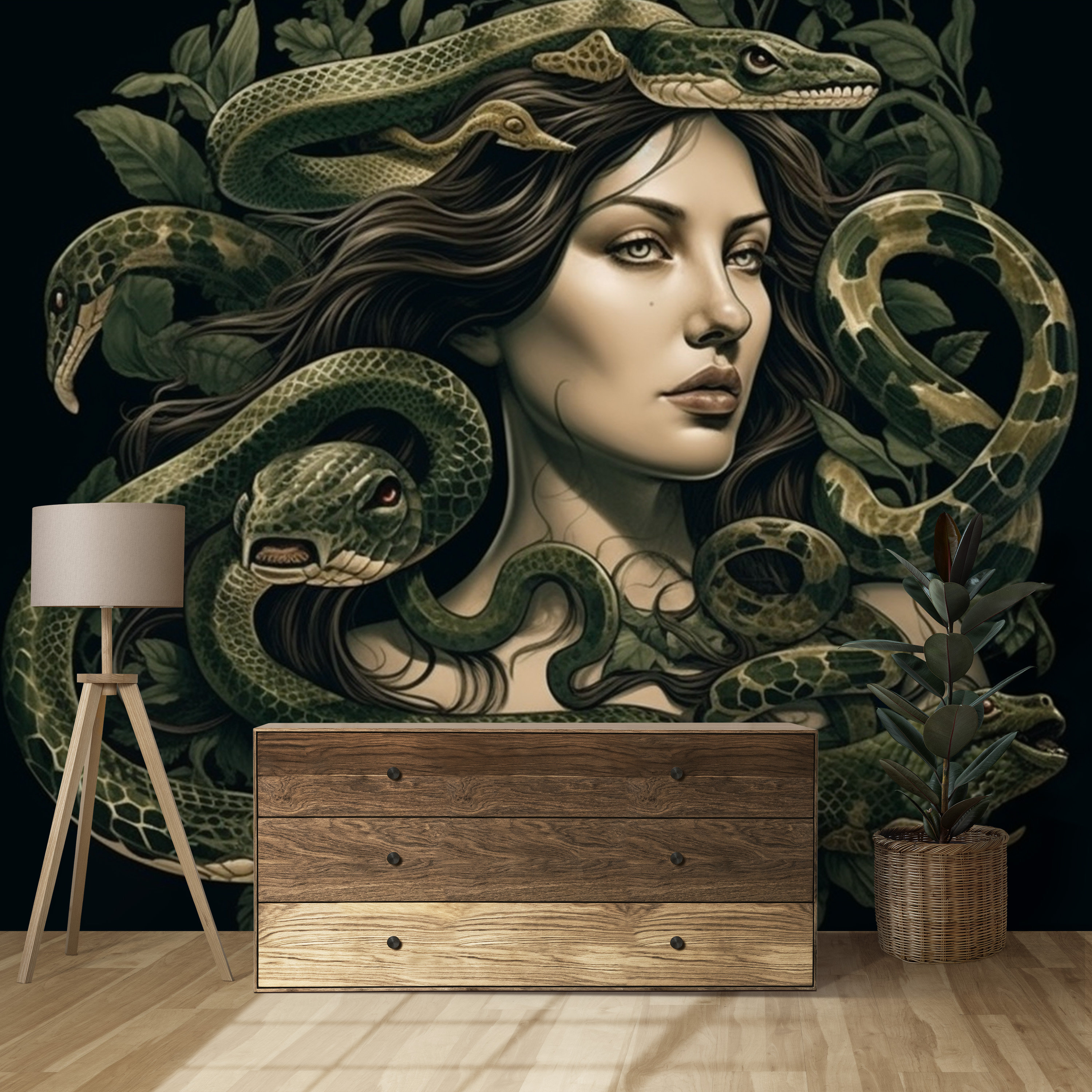 Greek Mythology Snake Hair Medusa Wallpaper Large Mural Wall - Etsy