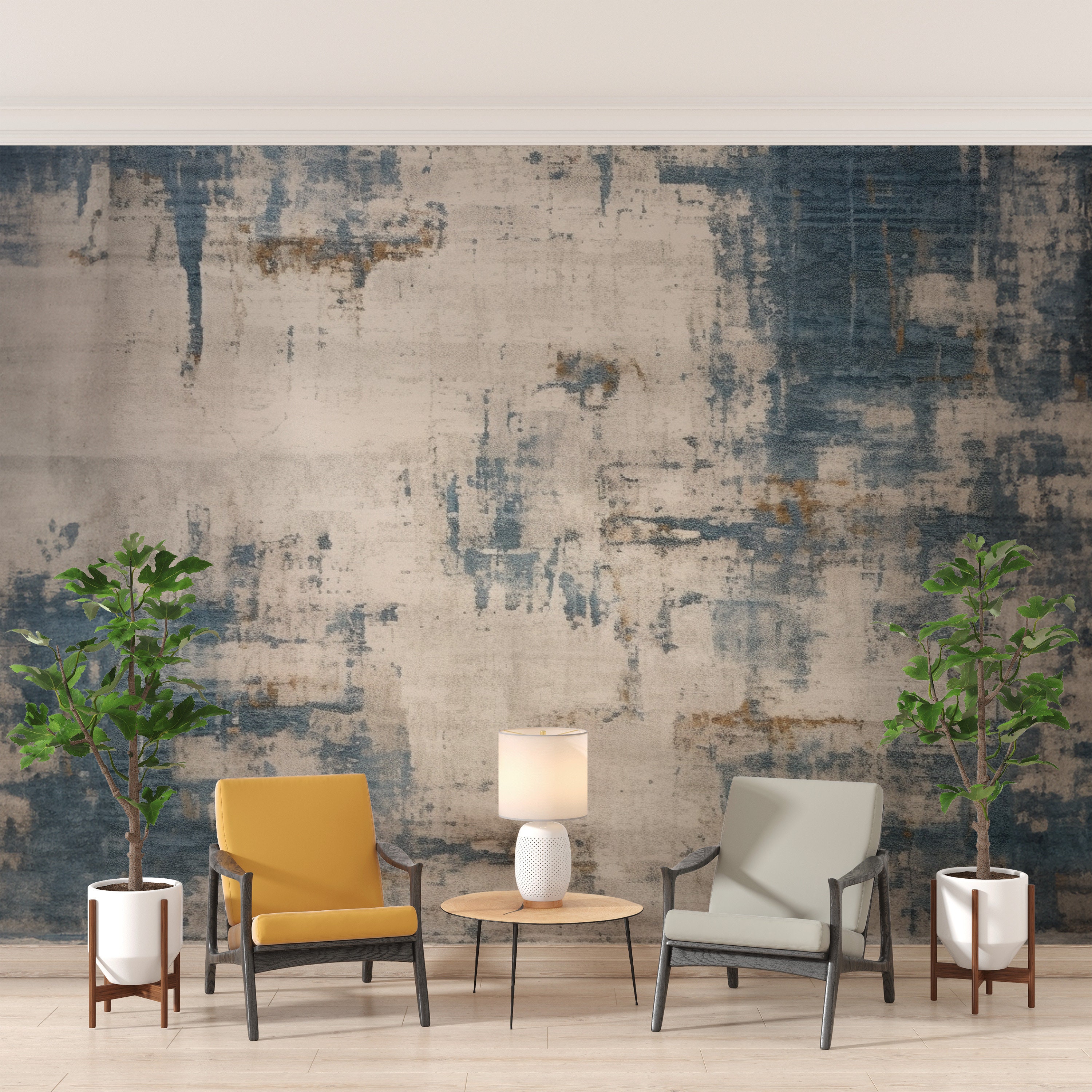 Blue Rustic Wallpaper Concrete Texture Mural Decor Peel and - Etsy