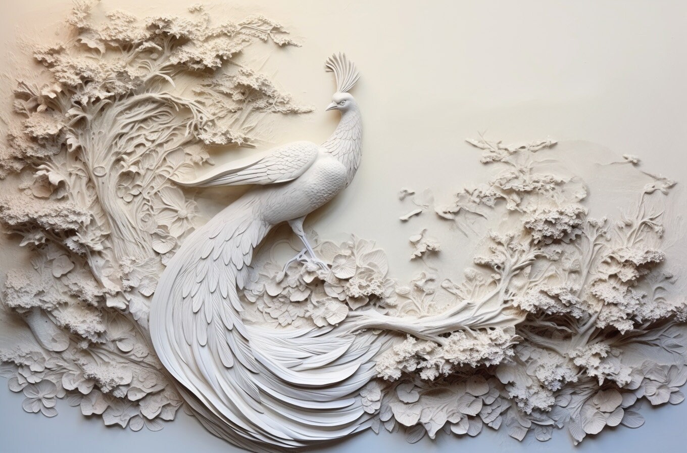 White Bird Embossing Look Wallpaper Removable Animal Mural - Etsy