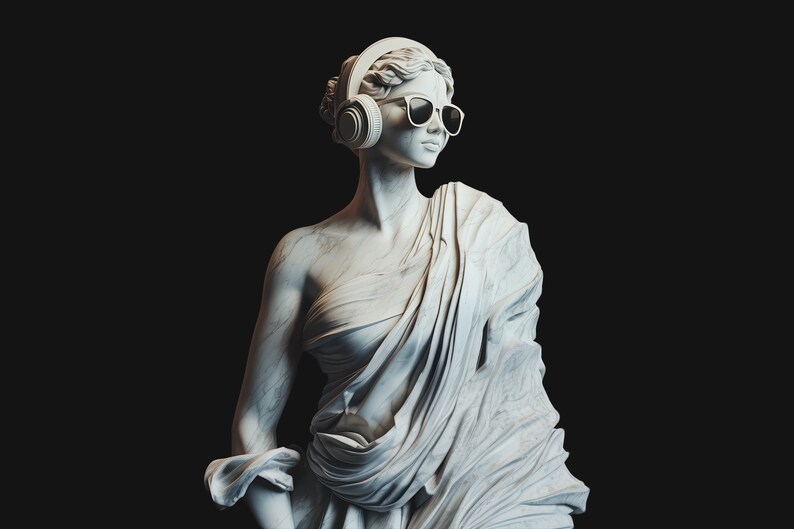 Woman Marble Statue Wallpaper, Mythological 3D Look Wall Decal, Luxury ...