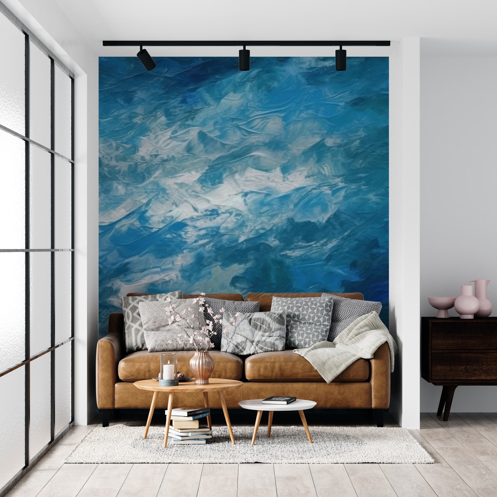 Navy Blue Oil Painting Wallpaper, Blue Wallpaper Peel and Stick, Hague ...