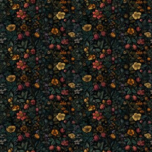 Dark Flowers Ivy Wallpaper, Vintage Botanical Floral Wall Mural ...