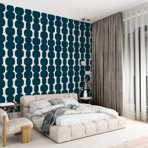 Abstract Navy Blue Quadrilateral Shape Wallpaper, Retro Abstract Wall ...