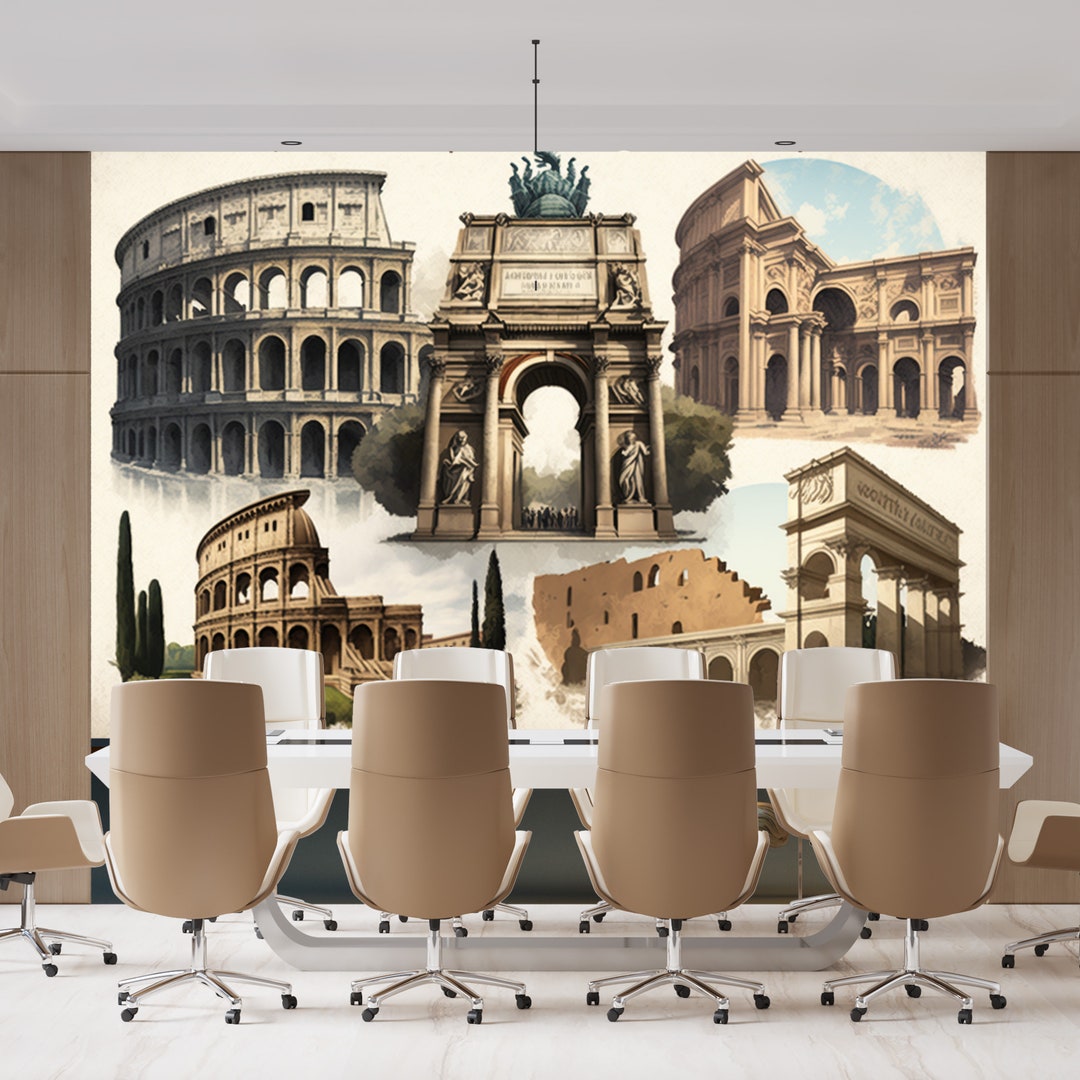 Italy Rome Illustrator Wallpaper, City Mural Art for Home and Office ...