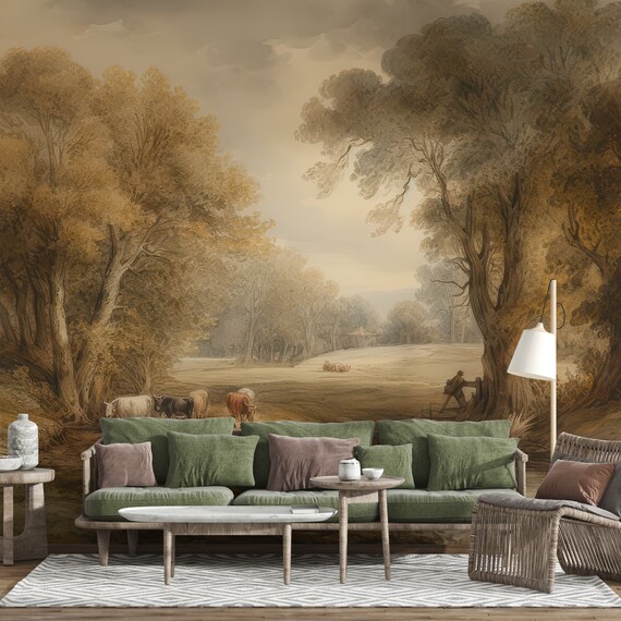 Rustic Wallpaper Nature Natural Wooden Wallpaper Stock Illustrations