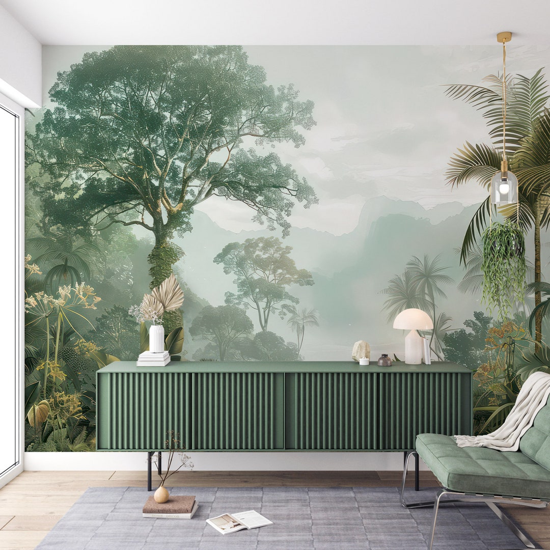 Tropical Wallpaper, Jungle Mural, Palm Trees Island Wallpaper, Hawaii ...