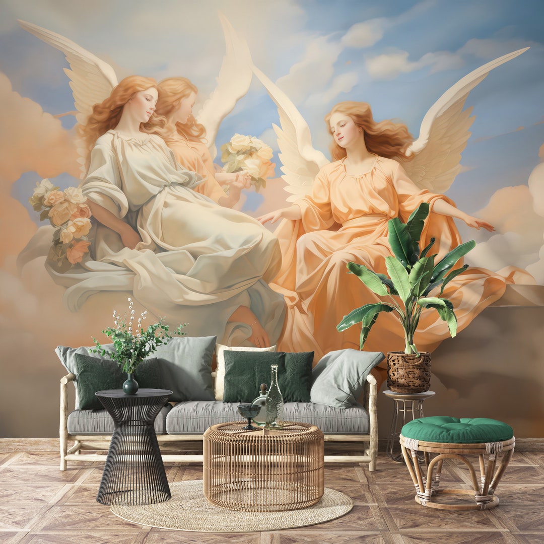 Angel Wallpaper, Angels in the Sky Wallpaper, Renaissance Art Mural ...