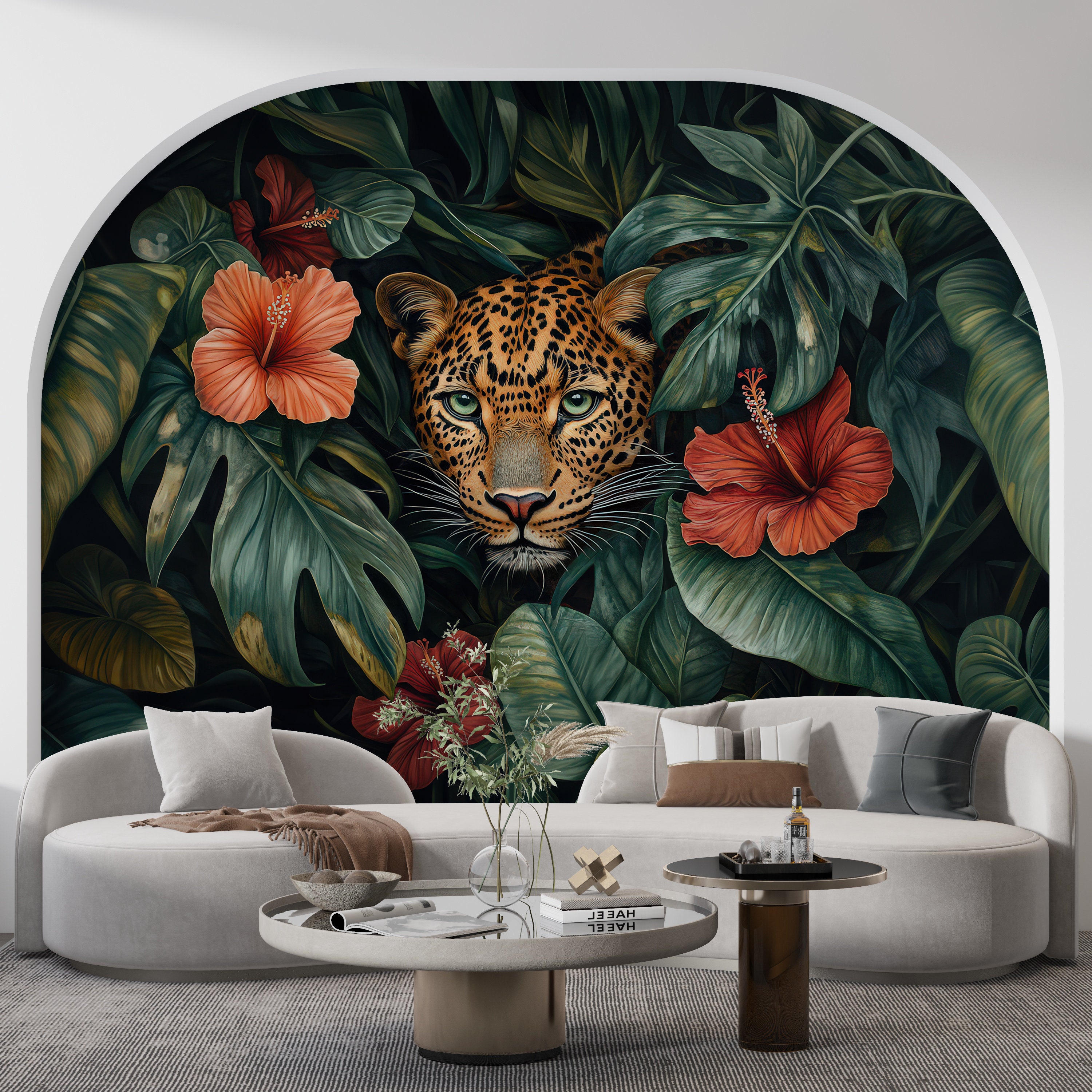 A Leopard in the Forest Wallpaper, Botanical and Exotic Wall Decor ...