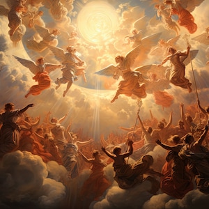 Angels in the Sky Wallpaper Renaissance Art Medieval Wall Mural Decor ...