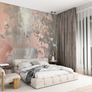 Pink Plaster Textured Wallpaper, Renovable Wallpaper, Living Room and ...