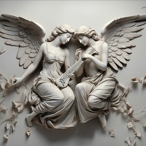 Angels Embossing Look Wallpaper, Angels Playing Instruments, Peel and ...