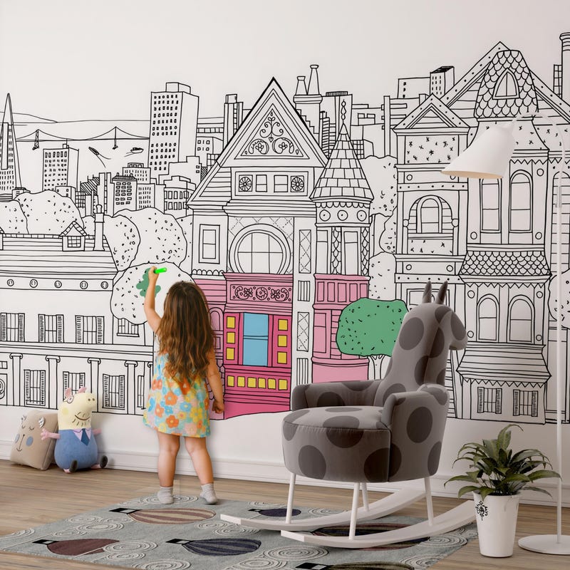 Coloring Wallpaper - Etsy