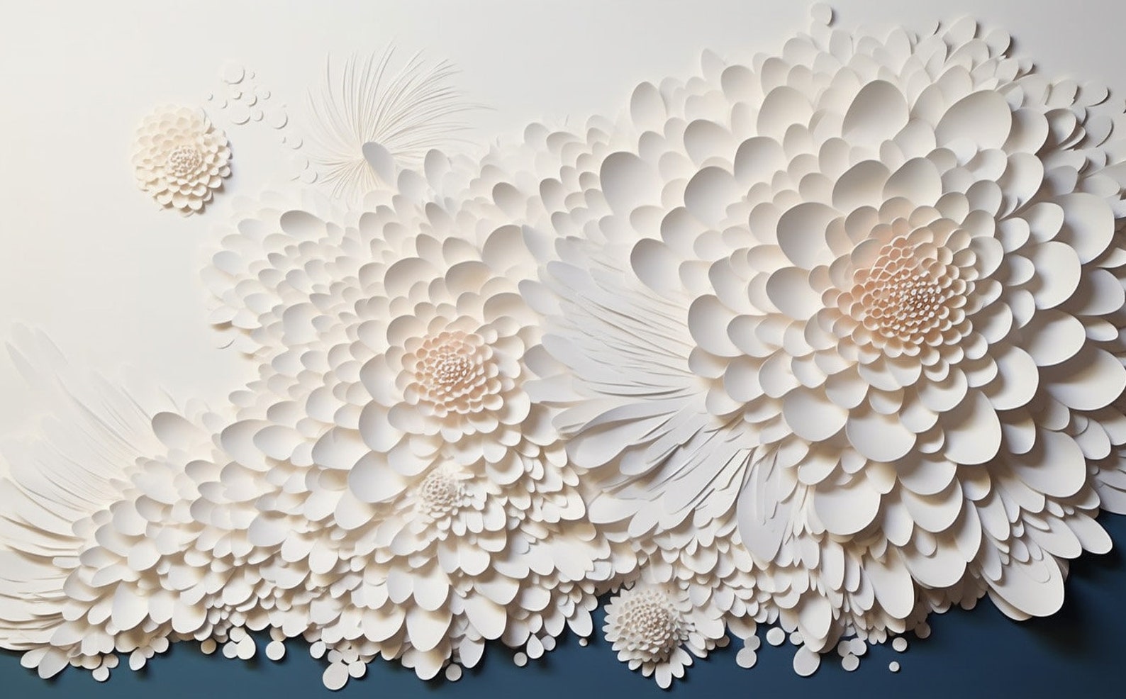 White Flowers 3D Relief Wallpaper Living Room and Bedroom Floral Mural ...