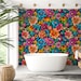 Mexican Folk Art Pattern Wallpaper, Vintage Colorful Abstract Flowers ...