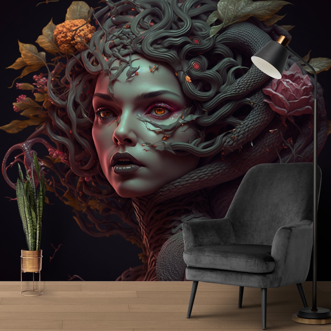 Medusa Statue Wallpaper for Home and Office Wall Greek Wall - Etsy