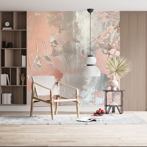 Pink Plaster Textured Wallpaper, Renovable Wallpaper, Living Room and ...
