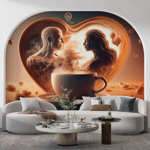 Romantic Couple Wallpaper, Coffee and Cafe Wall Art, Modern Wallpapers ...