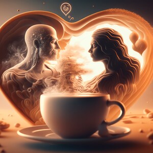 Romantic Couple Wallpaper, Coffee and Cafe Wall Art, Modern Wallpapers ...