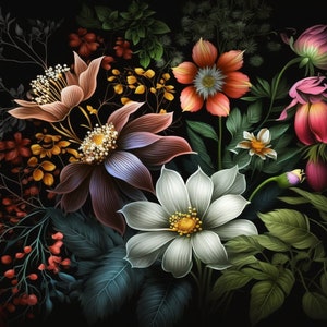 Colorful Flowers Boho Wallpaper for Livingroom, Bedroom and Office ...