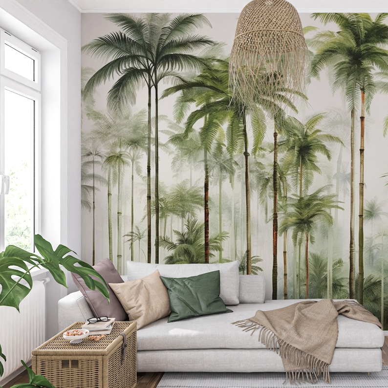 Palm Trees Wallpaper Natural Mural Decor for Home & Office - Etsy
