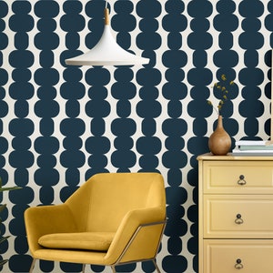Abstract Navy Blue Quadrilateral Shape Wallpaper, Retro Abstract Wall ...