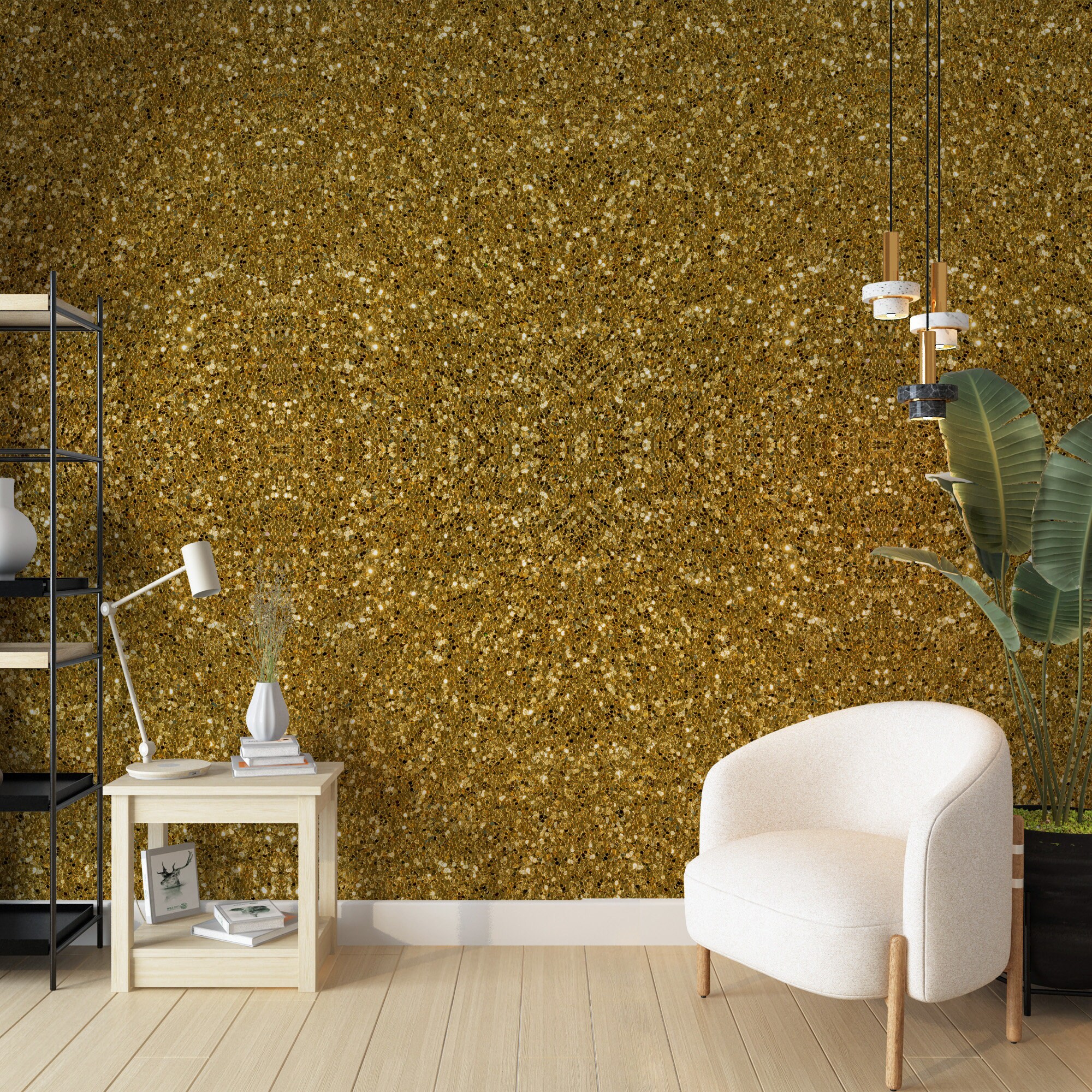 Sparkling Glitter Wallpaper, Reflection Wallcovering, Glitter Effect ...