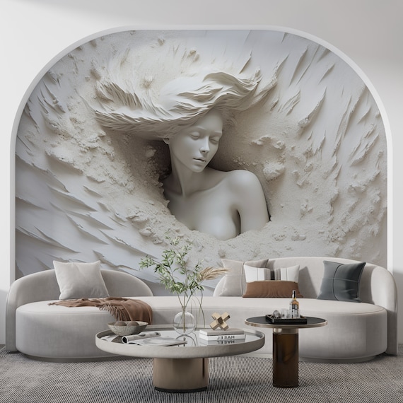3D Illusion Woman Wallpaper Realistic Mural Art Wallpaper Art Wall Mural Woman Face Peel and Stick Self Adhesive Removable Wall Art Etsy Canada