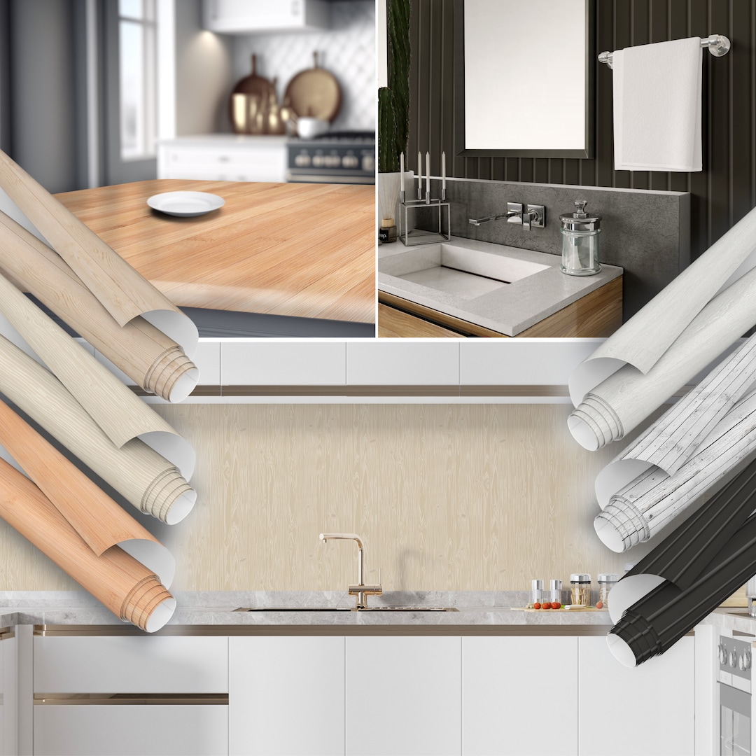 Wooden Furniture Stickers Light Wood Wallpaper Self-adhesive Foils ...