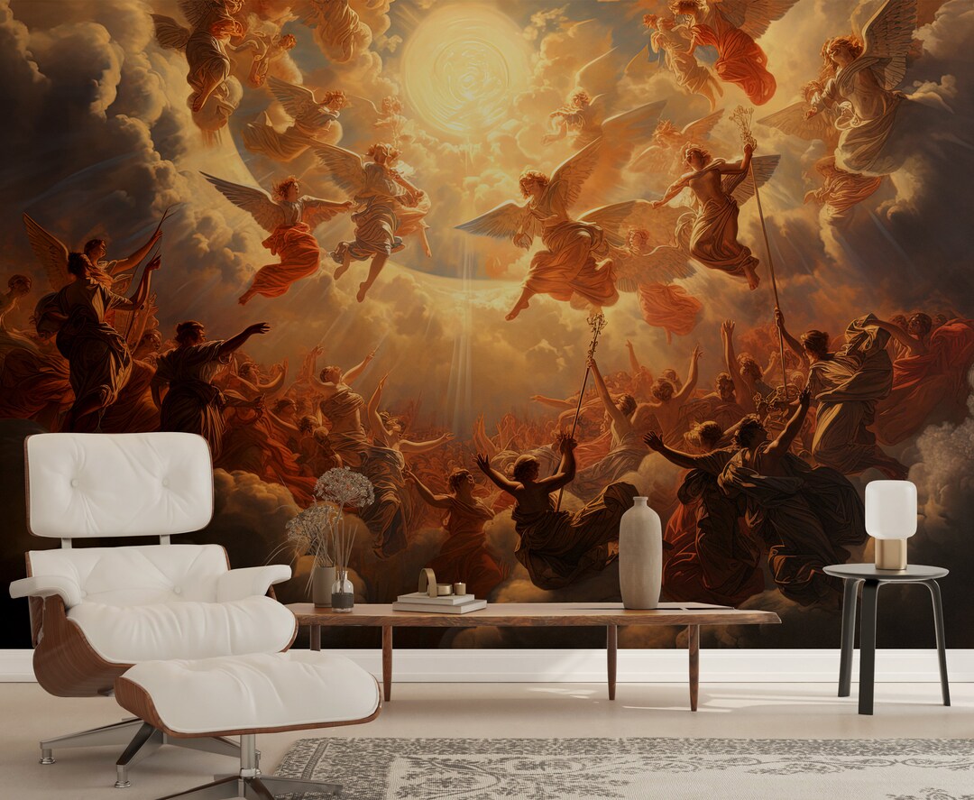 Angels in the Sky Wallpaper Renaissance Art Medieval Wall Mural Decor ...