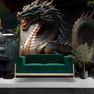 3D Dragon Wallpaper for Office Wall, Removable Chinese Mural Decor Peel ...