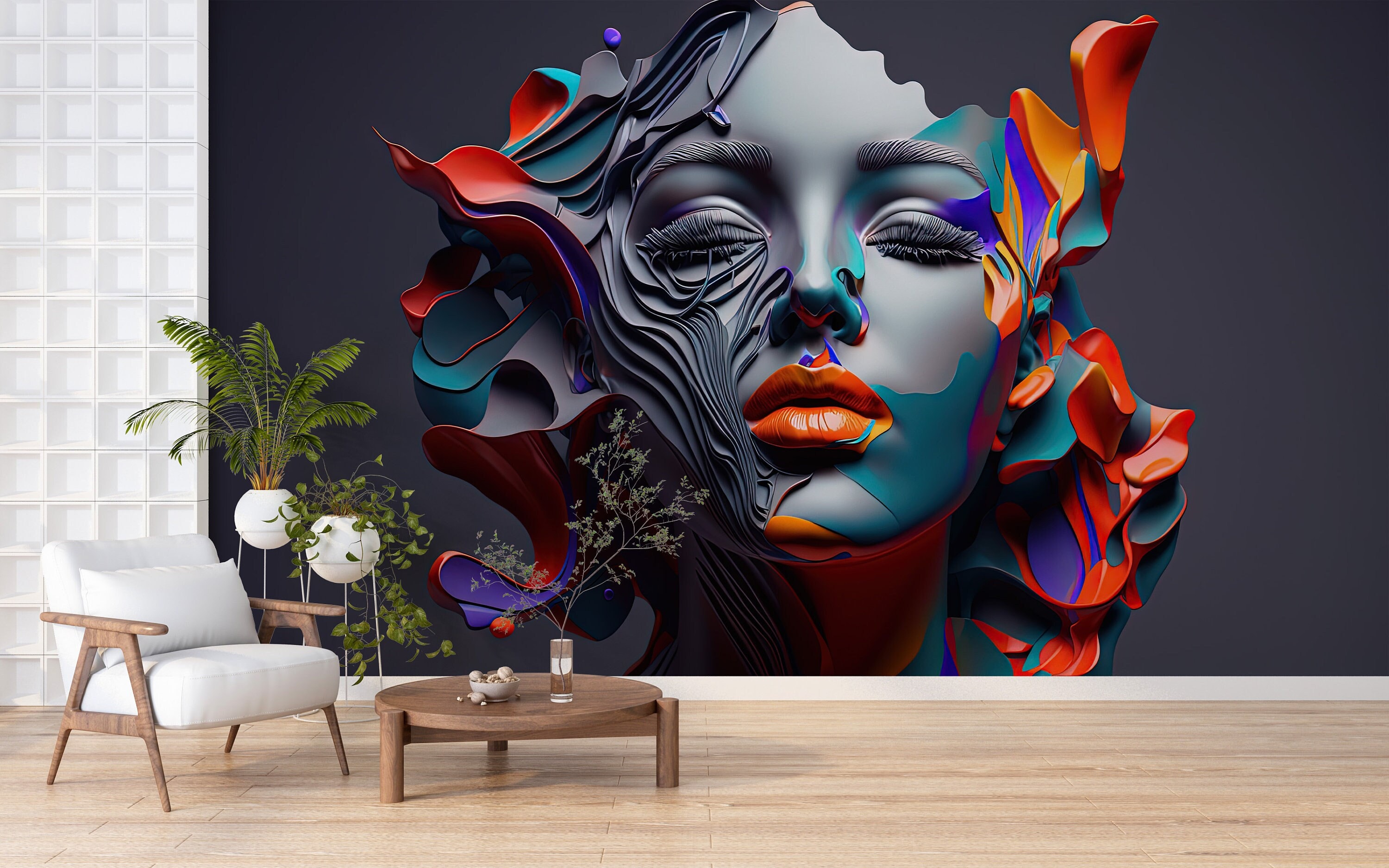 Beautiful Woman Salon Wallpaper, Orange Lips Woman Salon Wallpaper ...
