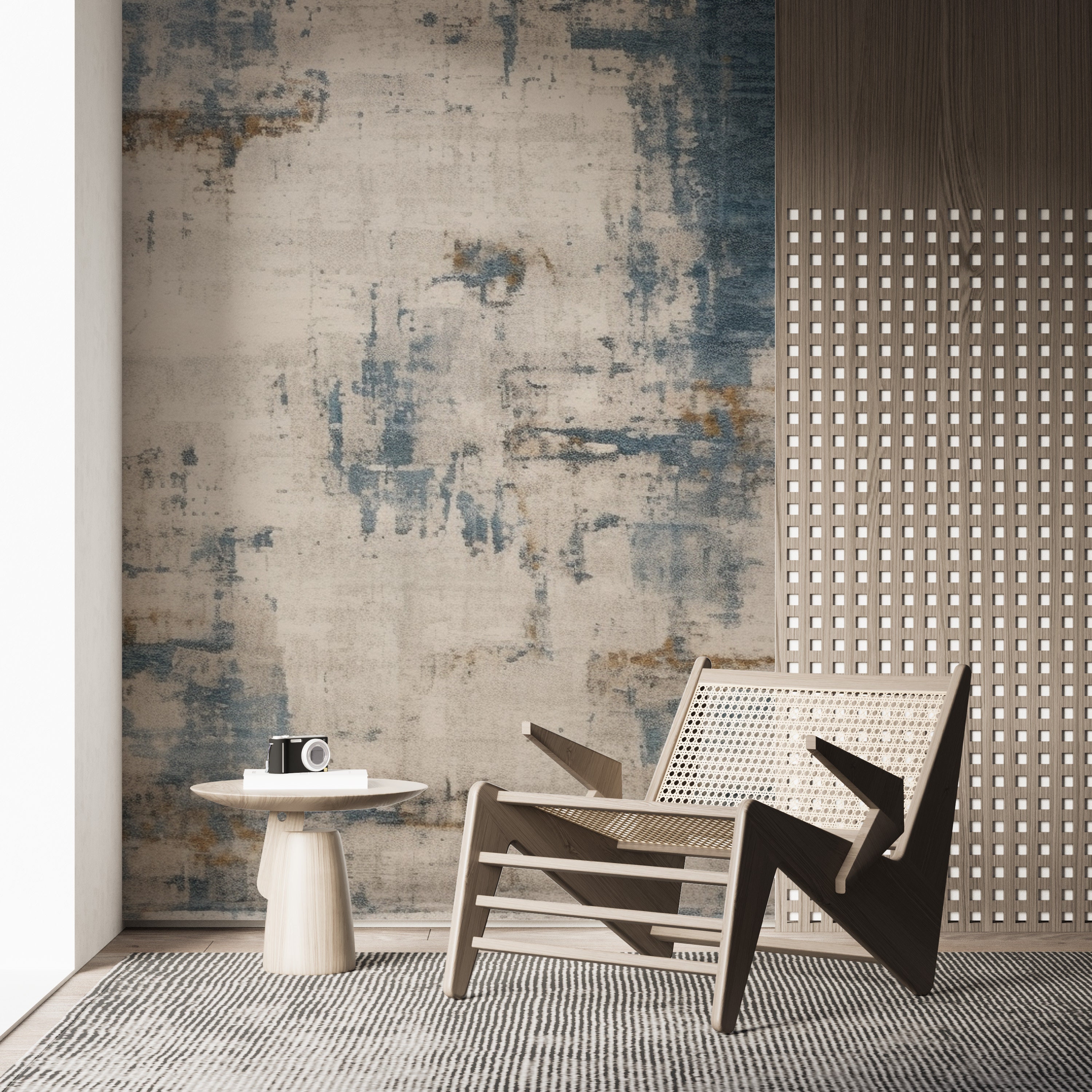 Blue Rustic Wallpaper Concrete Texture Mural Decor Peel and - Etsy