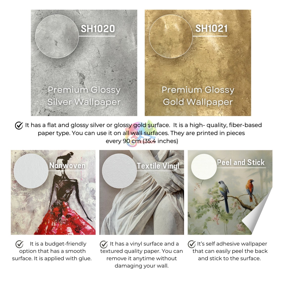 Relief Crane Wallpaper, 3D Embossed Look Wall Mural, Tree and Birds ...