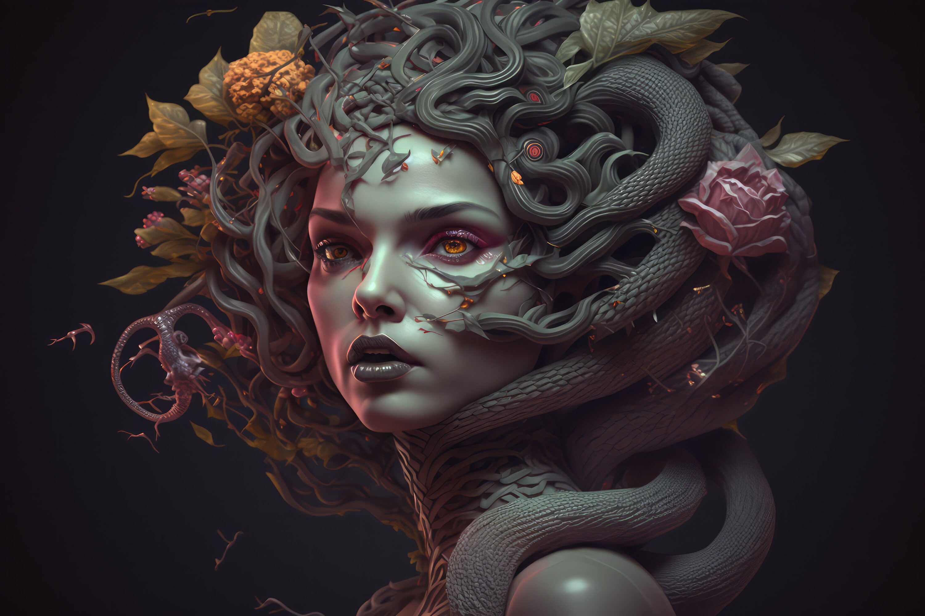 Medusa Statue Wallpaper for Home and Office Wall, Greek Wall Decor ...