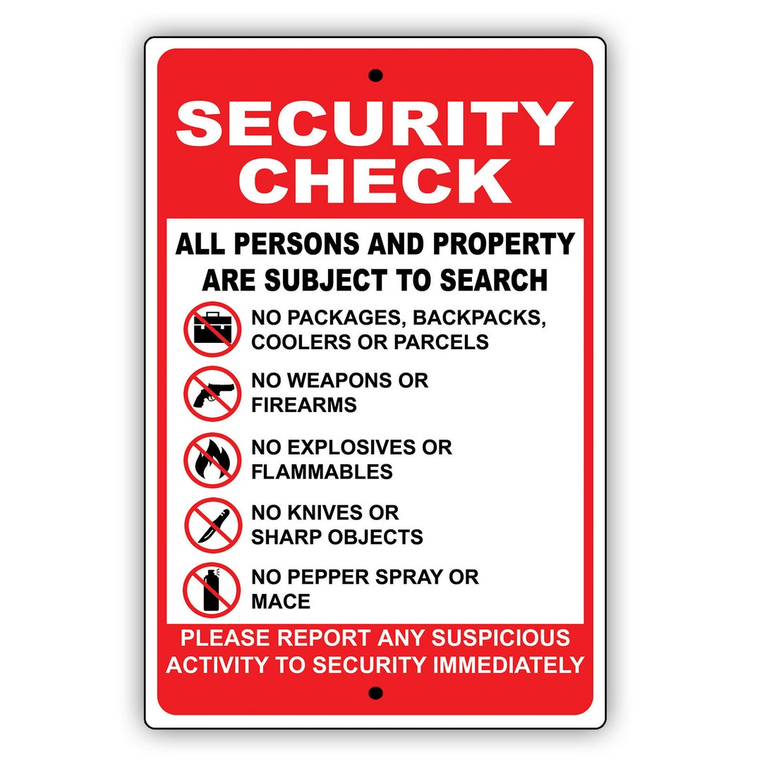 Security Check Aluminum Metal Sign Notice Restriction Tin - Etsy