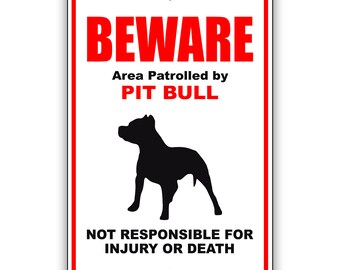 Beware Pit Bull Sign - Etsy