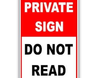 Do Not Read Sign - Etsy