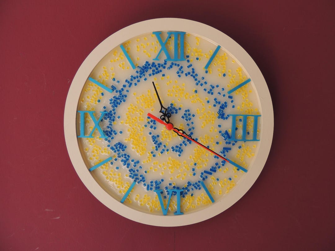 Handmade Epoxy Wall Clock With Bead Art – Roman Numerals, 27 Cm - Etsy