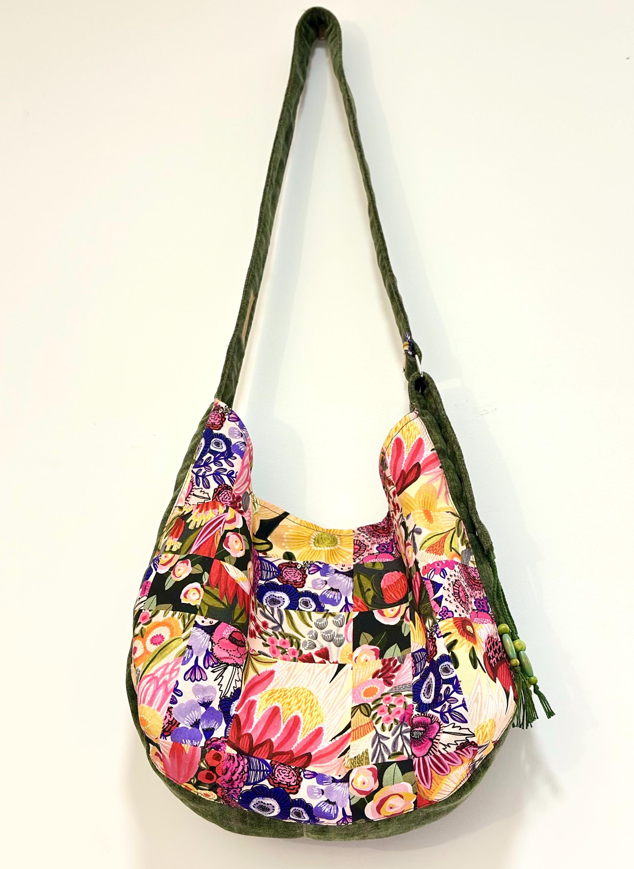 Size Large Patchwork Boho Shoulder Bag| Canvas and Floral Hippie ...