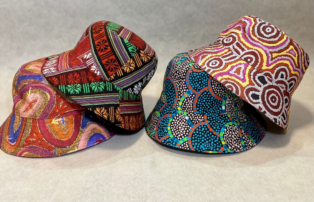 Aboriginal Bucket Hat Canvas Print Reversible Handmade Fabric Hat Size ...