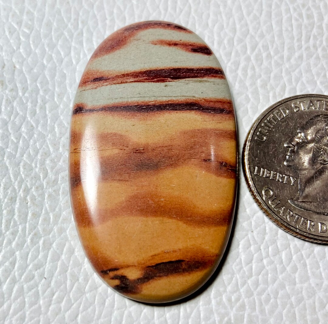 Tiger Skin Jasper Cabochon, Yellow Cabochon Jasper Gemstone, Oval Shape ...