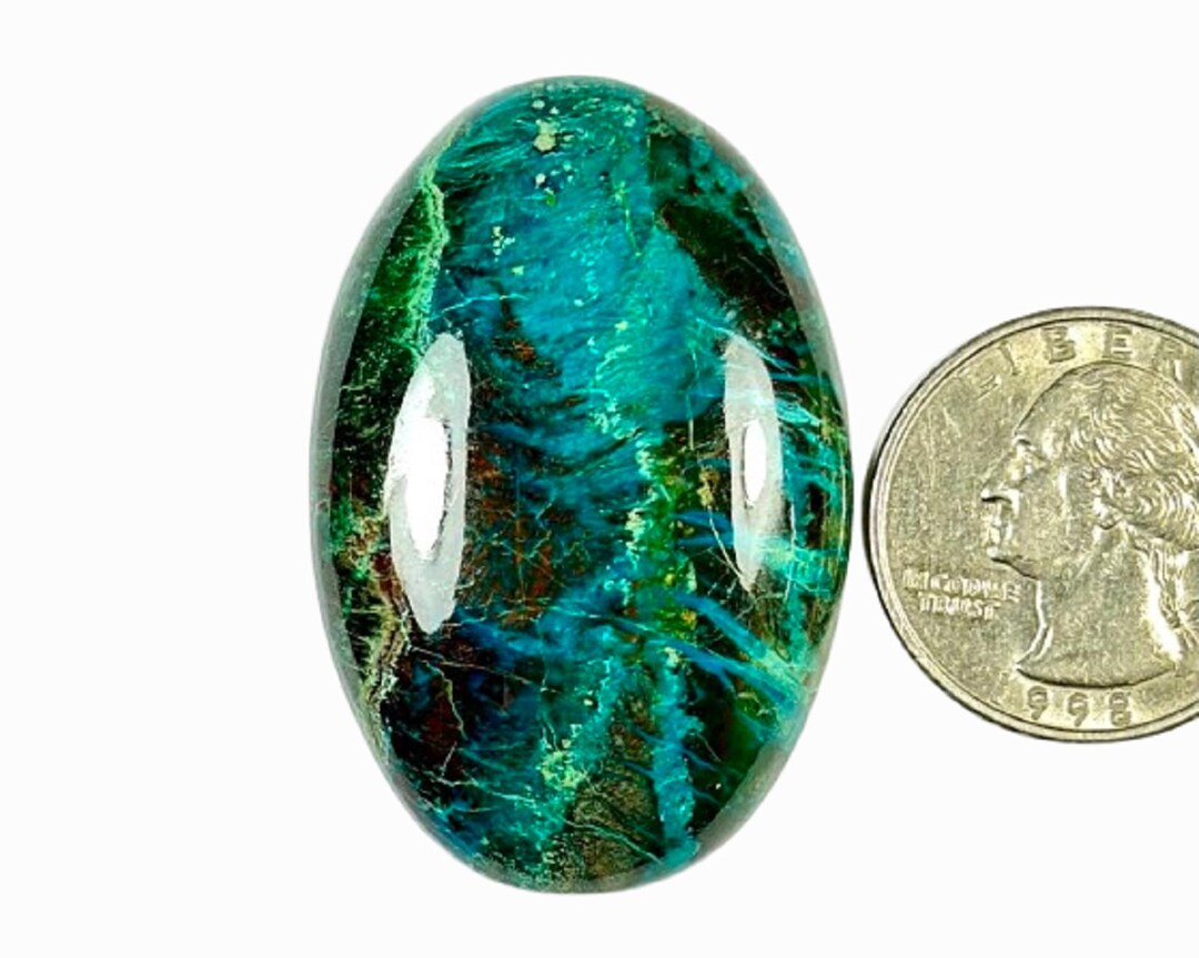 Natural Azurite Malachite Cabochon, AAA Grade Gemstone, 85crt (45x30x8 ...