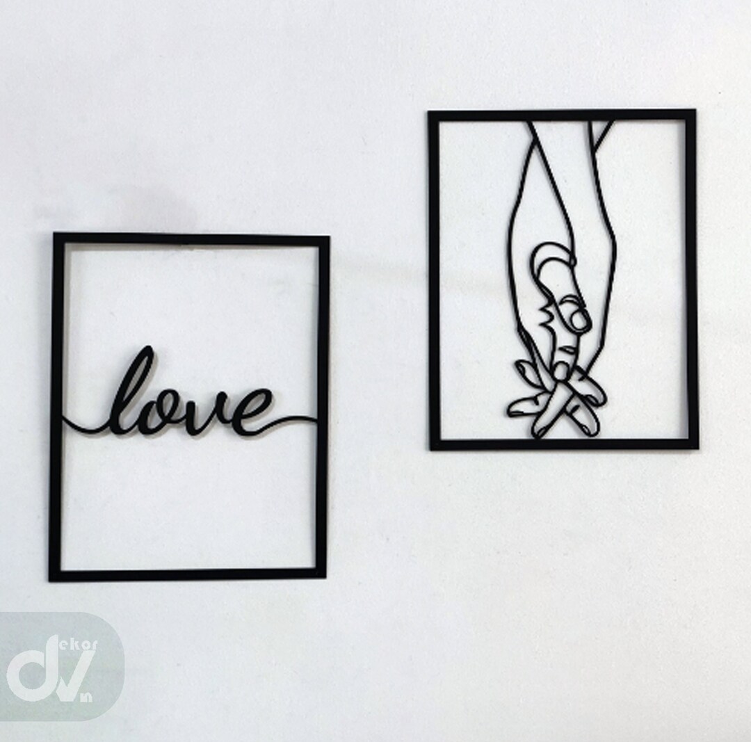 Love Heart Large Wall Art Set of 2 Black Metal Wall Decor - Etsy