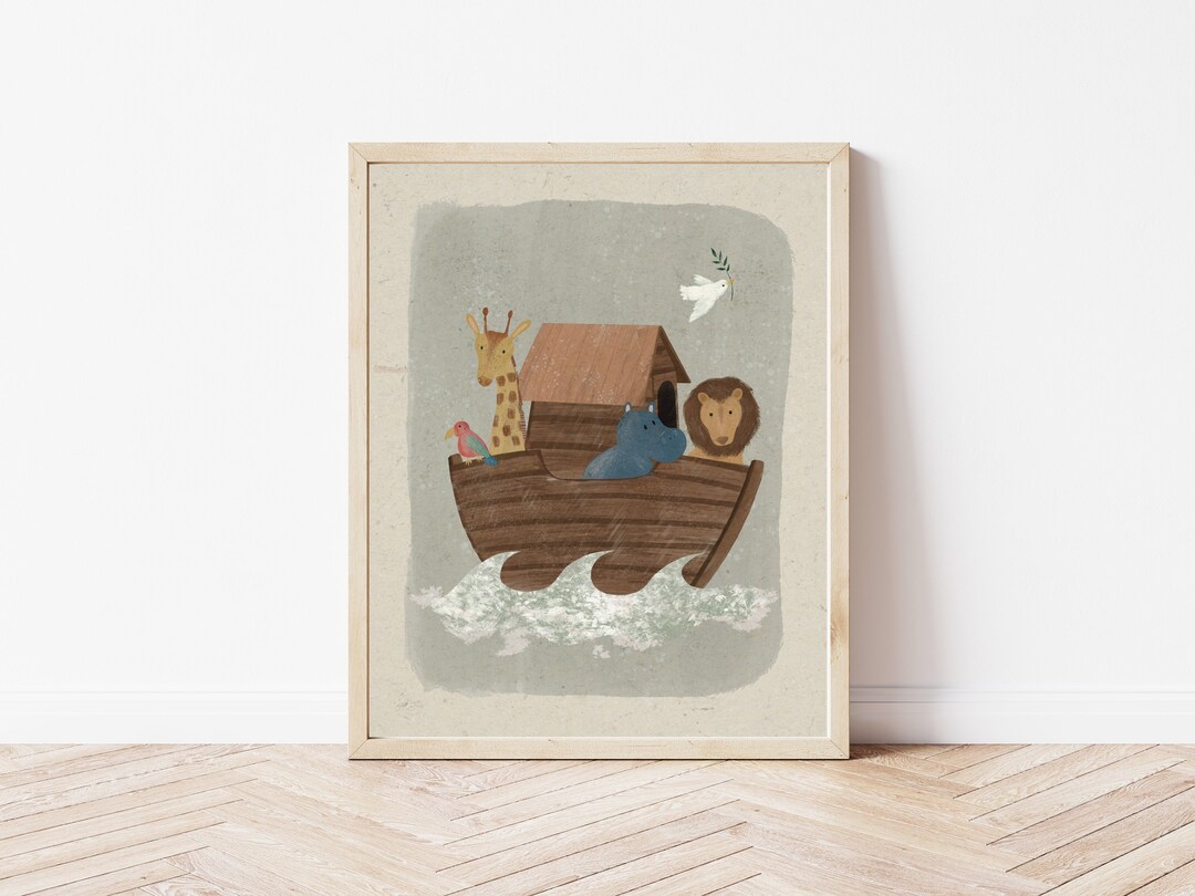 Noah’s Ark Wall Art Poster - Abstract Print Kids Room Nursery Decor ...