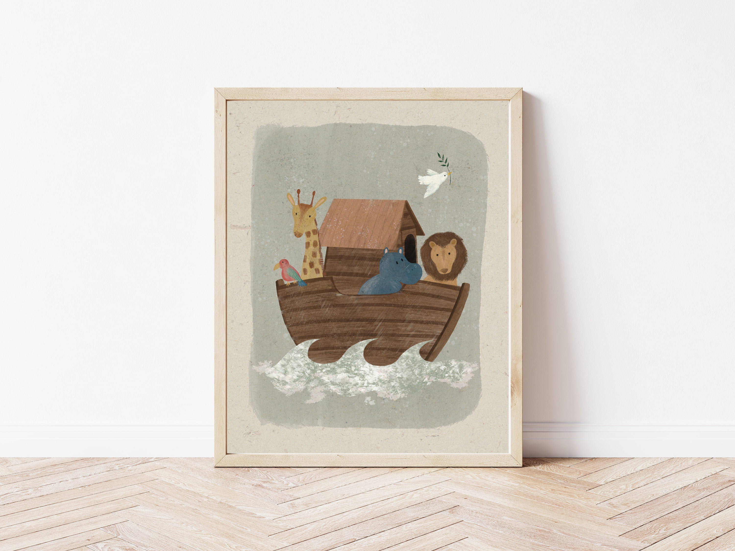 Noah’s Ark Wall Art Poster - Abstract Print Kids Room Nursery Decor ...