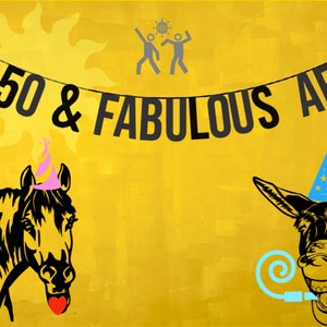 50 & Fabulous AF. Funny 50th Birthday Banner. Funny/rude 50th | Etsy