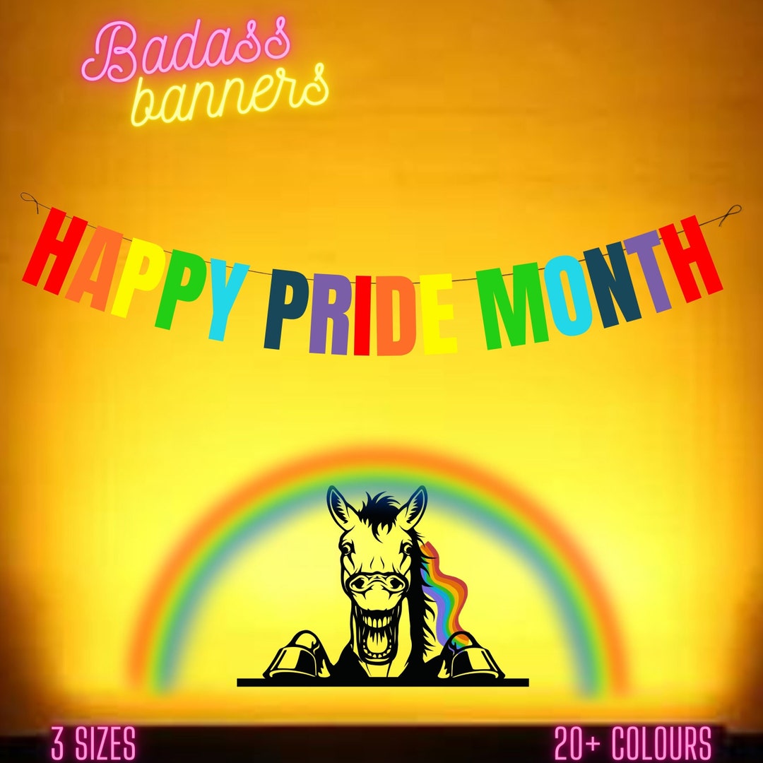 Happy Pride Month. Funny LGBT Gay Pride Rainbow Party Banner. Funny ...